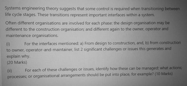 Solved Systems engineering theory suggests that some control | Chegg.com