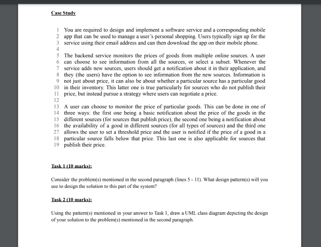 Solved Case Study 1 You are required to design and implement | Chegg.com
