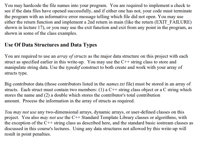 Solved Your program will read data from two text data files. | Chegg.com