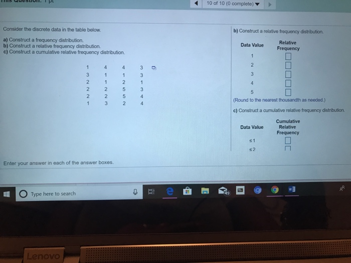Solved Consider the discrete data in the table below a) | Chegg.com