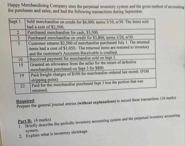 Solved Happy Merchandising Company uses the perpetual | Chegg.com