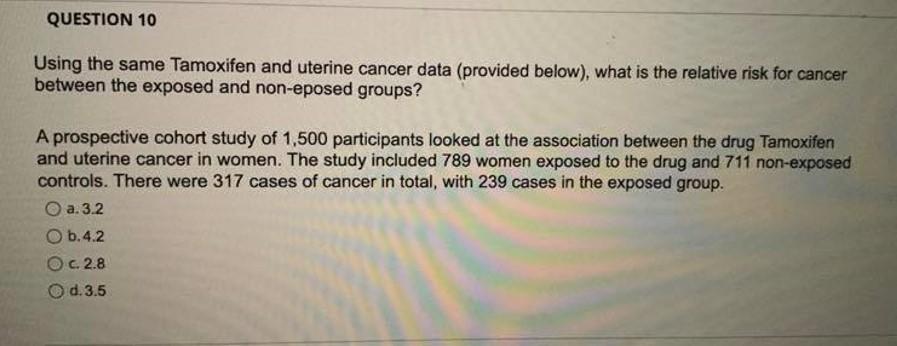 Solved Using the same Tamoxifen and uterine cancer data | Chegg.com