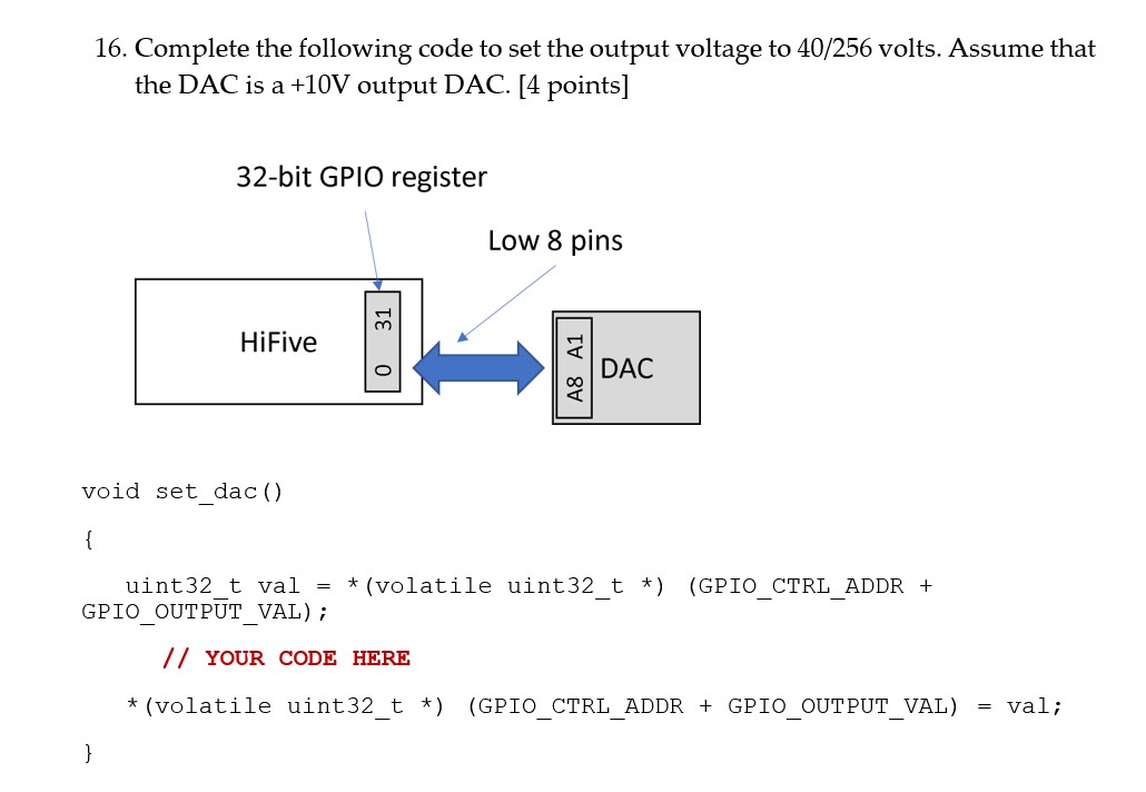 Solved 16. Complete the following code to set the output | Chegg.com