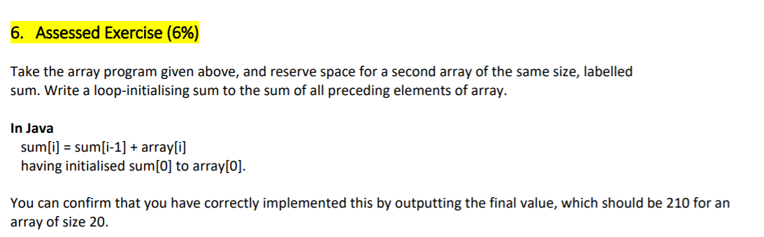 Solved 6. Assessed Exercise (6%) Take the array program | Chegg.com
