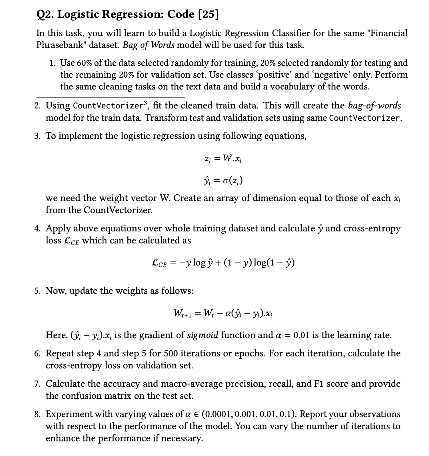 Solved Q2. ﻿Logistic Regression: Code [25]In this task, you | Chegg.com