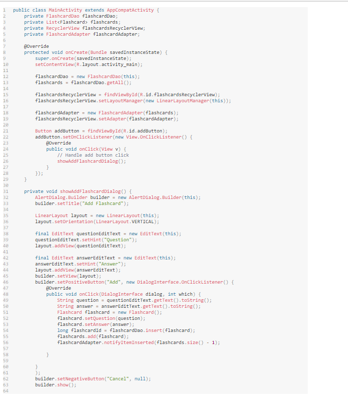 Solved I would like to develop a flashcard android studio | Chegg.com