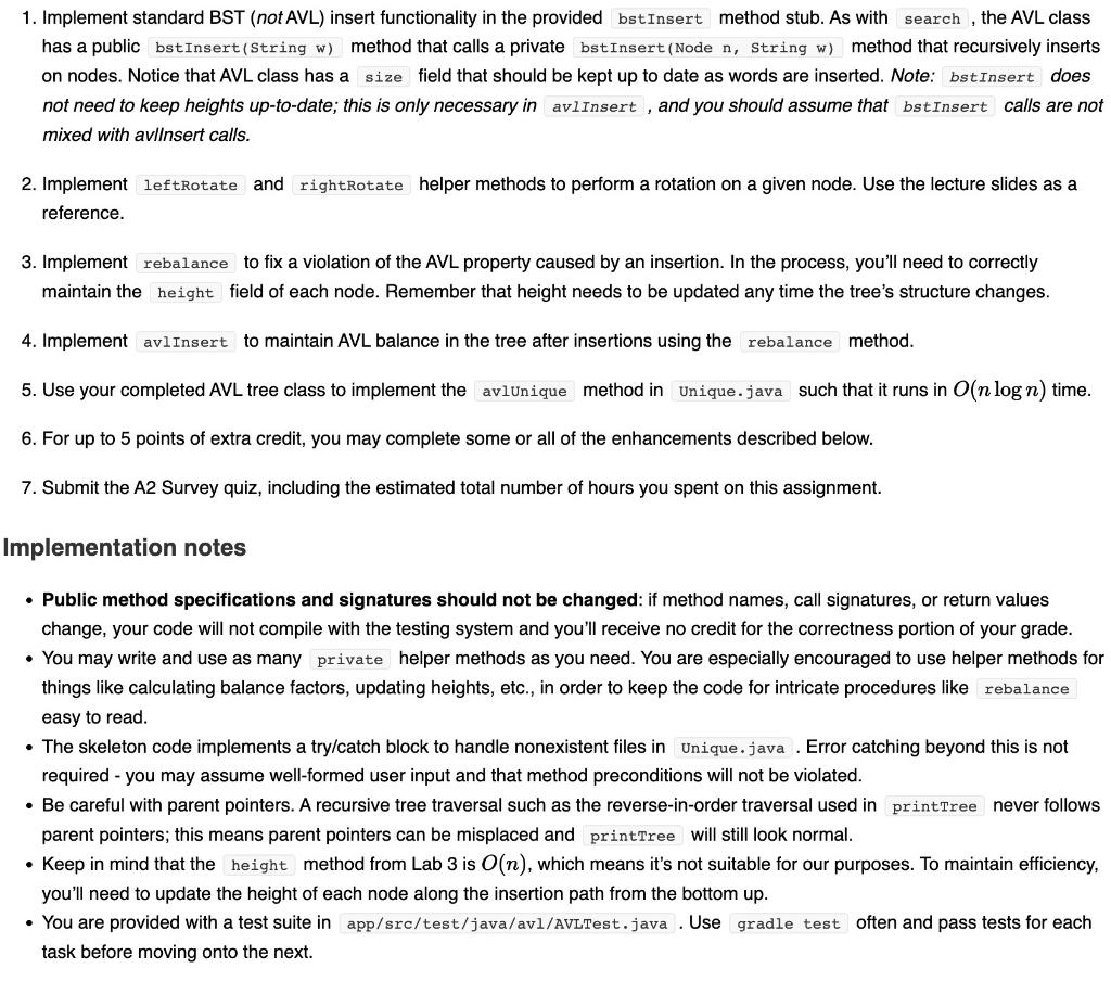 Solved Also Implement remove, maintaining AVL | Chegg.com