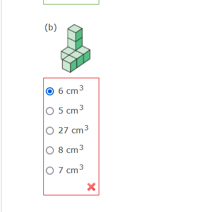 Solved (b) O 6 cm3 5 cm3 27 cm3 8 cm3 7 cm3 | Chegg.com