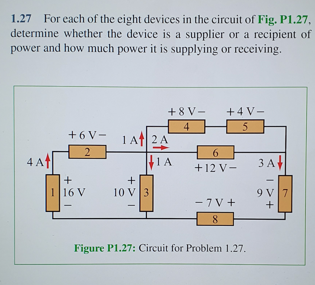 Solved 1.27 For each of the eight devices in the circuit of | Chegg.com