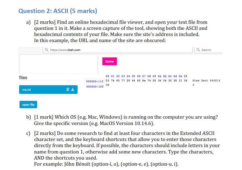 Solved a) [2 marks] Find an online hexadecimal file viewer, | Chegg.com