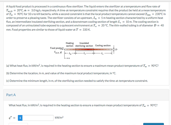 Solved A liquid food product is processed in a | Chegg.com