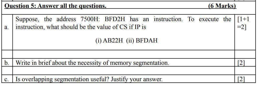 Solved Question 5: Answer all the questions. (6 Marks) | Chegg.com