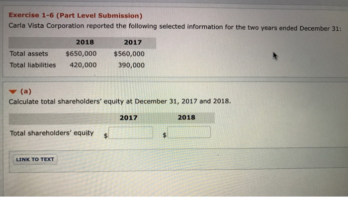 Solved Exercise 1-6 (Part Level Submission) Carla Vista | Chegg.com