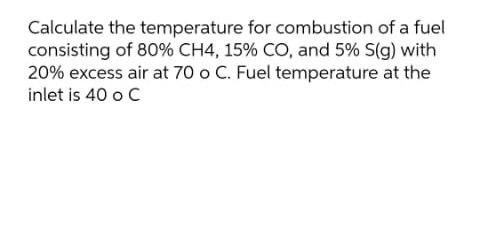 Calculate the temperature for combustion of a fuel | Chegg.com