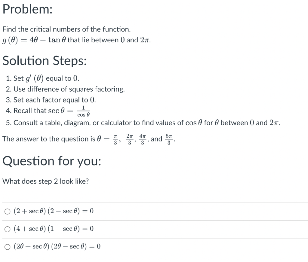 Solved Problem: Find the critical numbers of the function. | Chegg.com