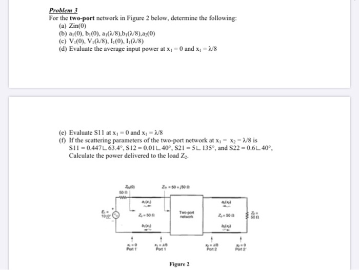 Problem 3 For the two-port network in Figure 2 below, | Chegg.com