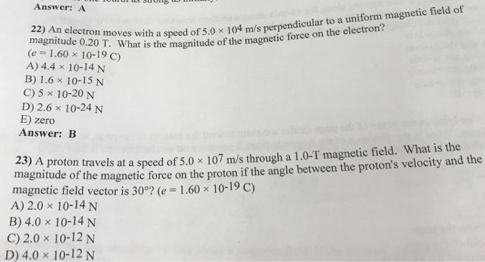 Solved An Electron Moves With A Speed Of 5 0 Times 10 4 M S