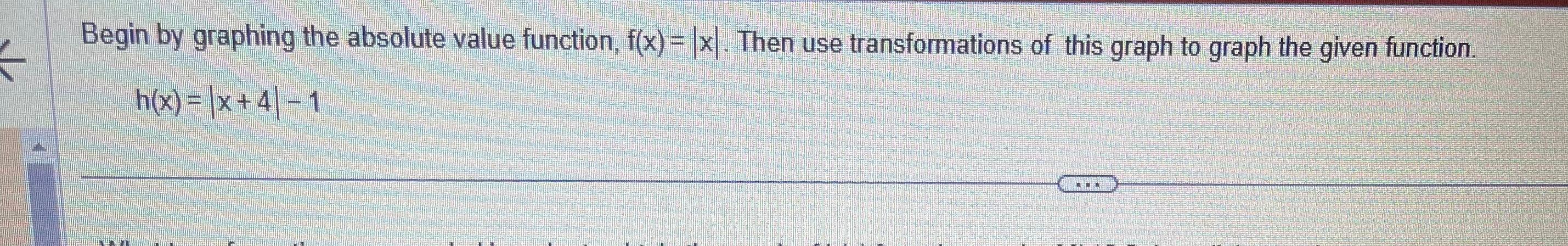 Solved Begin by graphing the absolute value function, | Chegg.com
