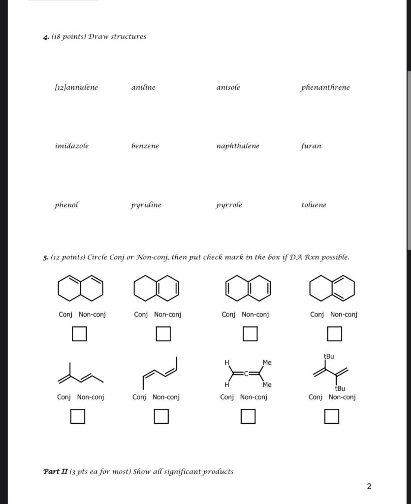 Solved 4. (18 points) Draw structures [12]annulene aniline | Chegg.com