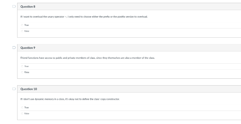 Solved Question 8 If I want to overload the unary operator | Chegg.com