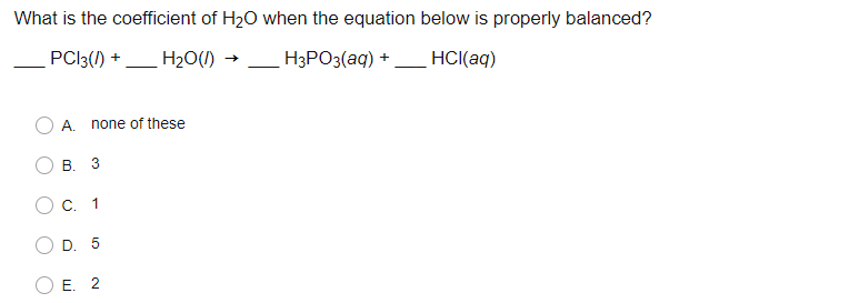 Solved What is the coefficient of H20 when the equation | Chegg.com