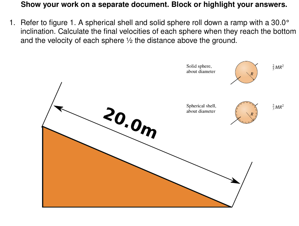 Refer to figure 1. A spherical shell and solid sphere | Chegg.com