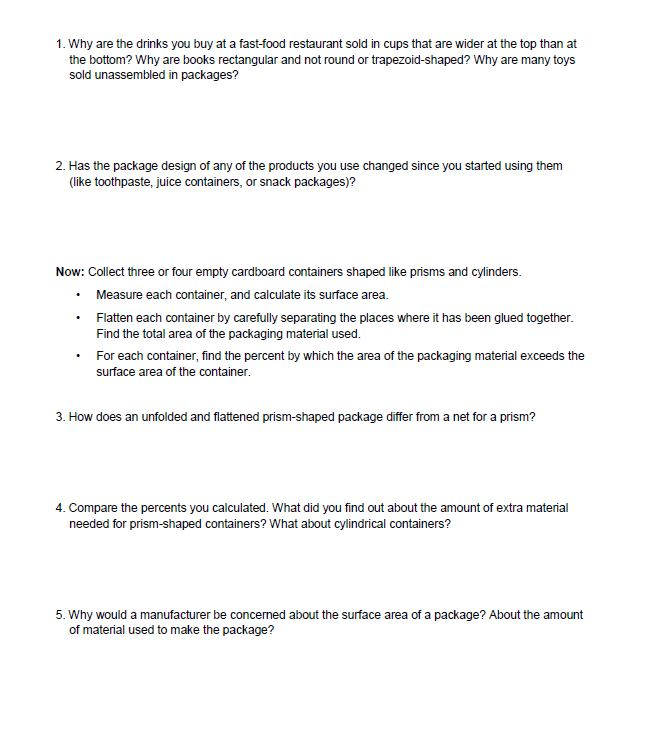 Solved Part C. Consumer Awareness: Packaging Materials | Chegg.com