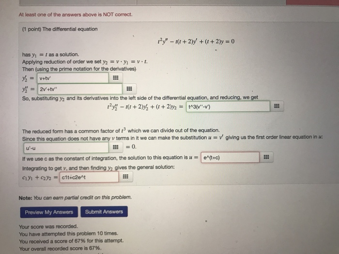 Solved Section 3.4 Repeated Roots: Problem 10 Previous | Chegg.com