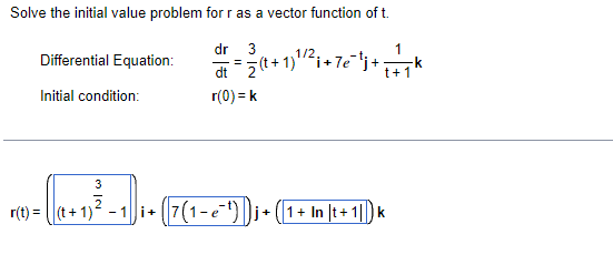 Solved Solve the initial value problem for r as a vector | Chegg.com