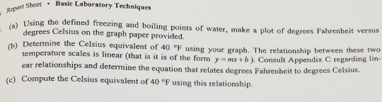 Solved Report Sheet Basic Laboratory Techniques (a) Using | Chegg.com