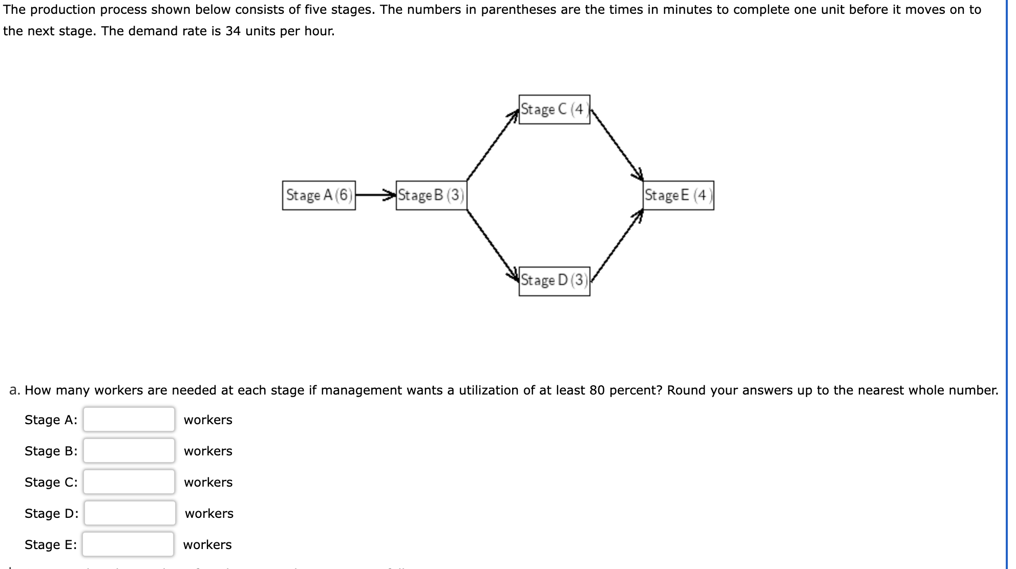 Solved The production process shown below consists of five | Chegg.com