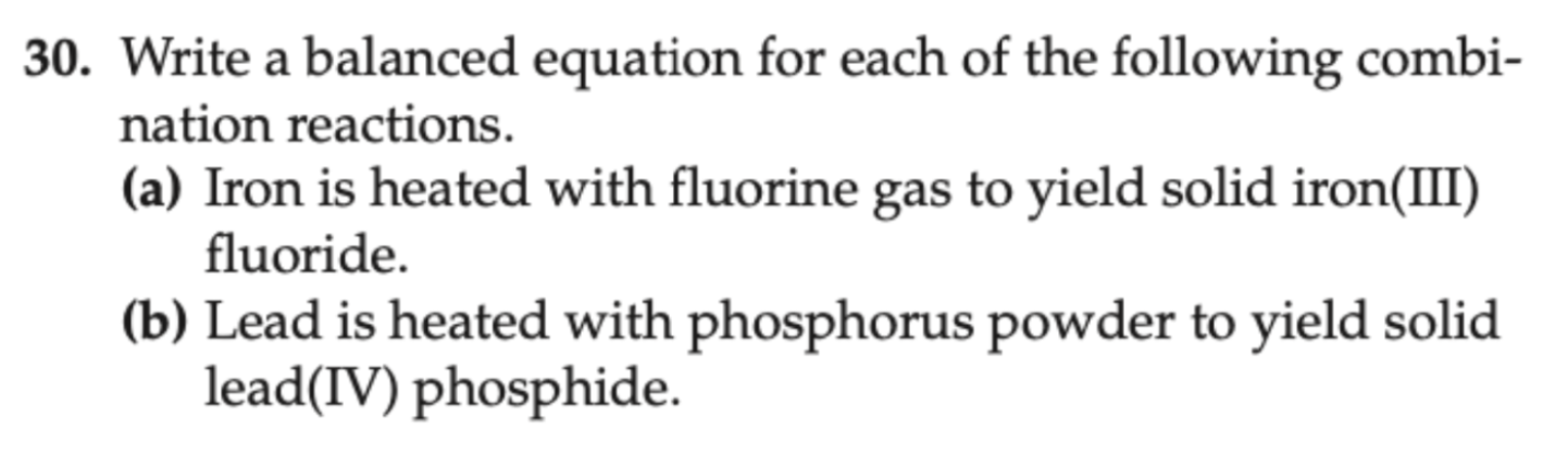 Solved 30. Write a balanced equation for each of the | Chegg.com