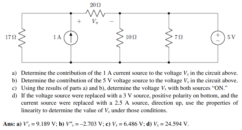 Solved a) Determine the contribution of the 1 A current | Chegg.com
