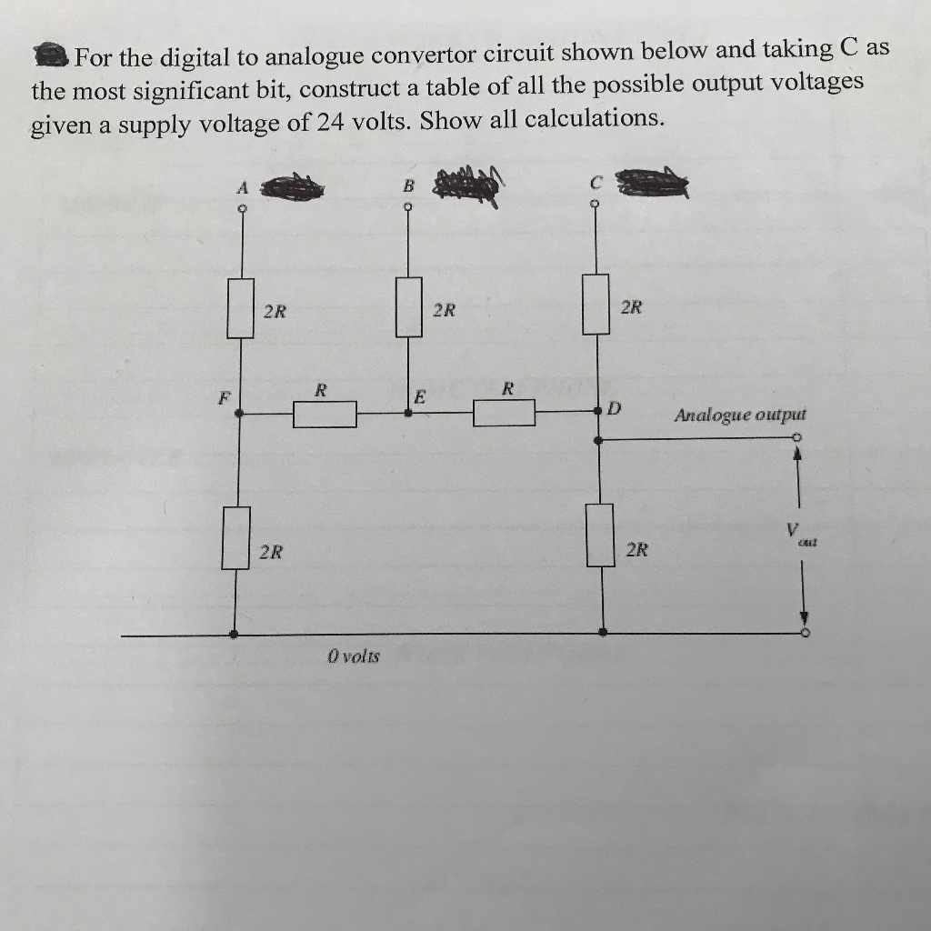 For the digital to analogue convertor circuit shown | Chegg.com