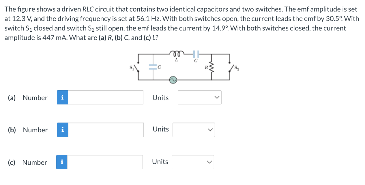 Solved The figure shows a driven RLC circuit that contains | Chegg.com