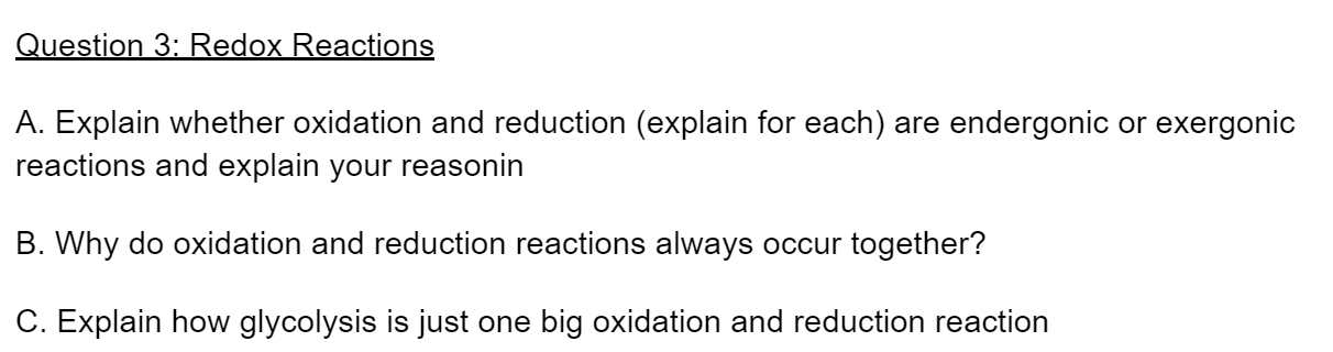 Solved Question 3: Redox Reactions A. Explain whether | Chegg.com