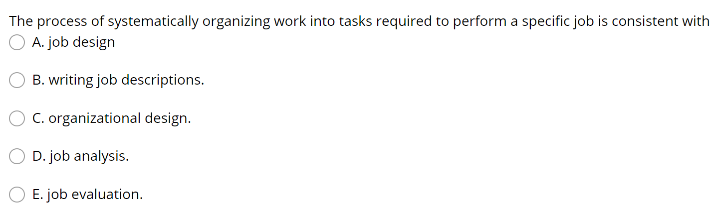 Solved The process of systematically organizing work into | Chegg.com