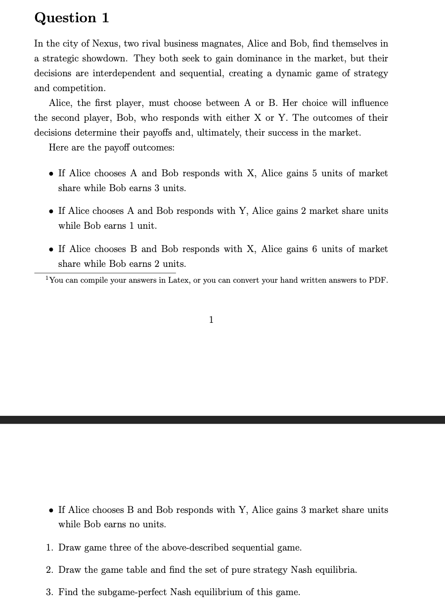 Solved Question 1 In the city of Nexus, two rival business | Chegg.com