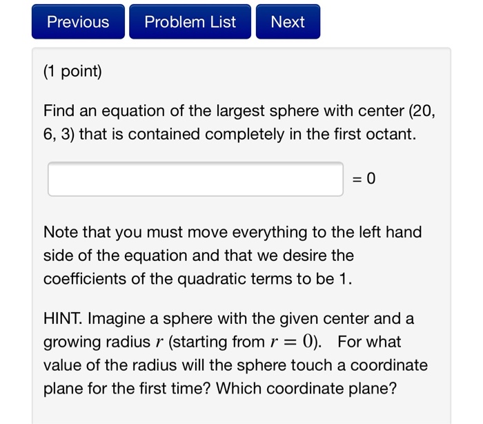 Solved web001-S15: Problem 2 PreviouS Problem List Next (1 | Chegg.com
