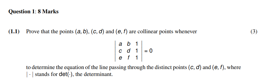 Solved .1) Prove that the points (a,b),(c,d) and (e,f) are | Chegg.com