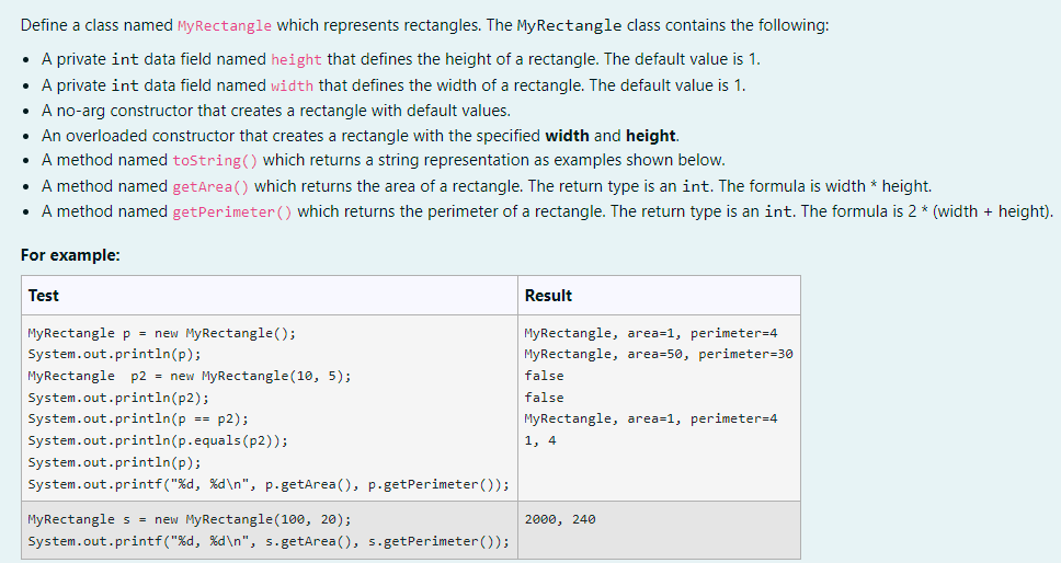 Solved Define a class named MyRectangle which represents | Chegg.com
