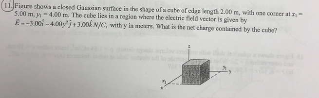 Solved 11.)Figure shows a closed Gaussian surface in the | Chegg.com