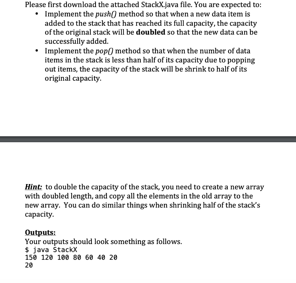 Solved class StackX { private int maxSize; // | Chegg.com