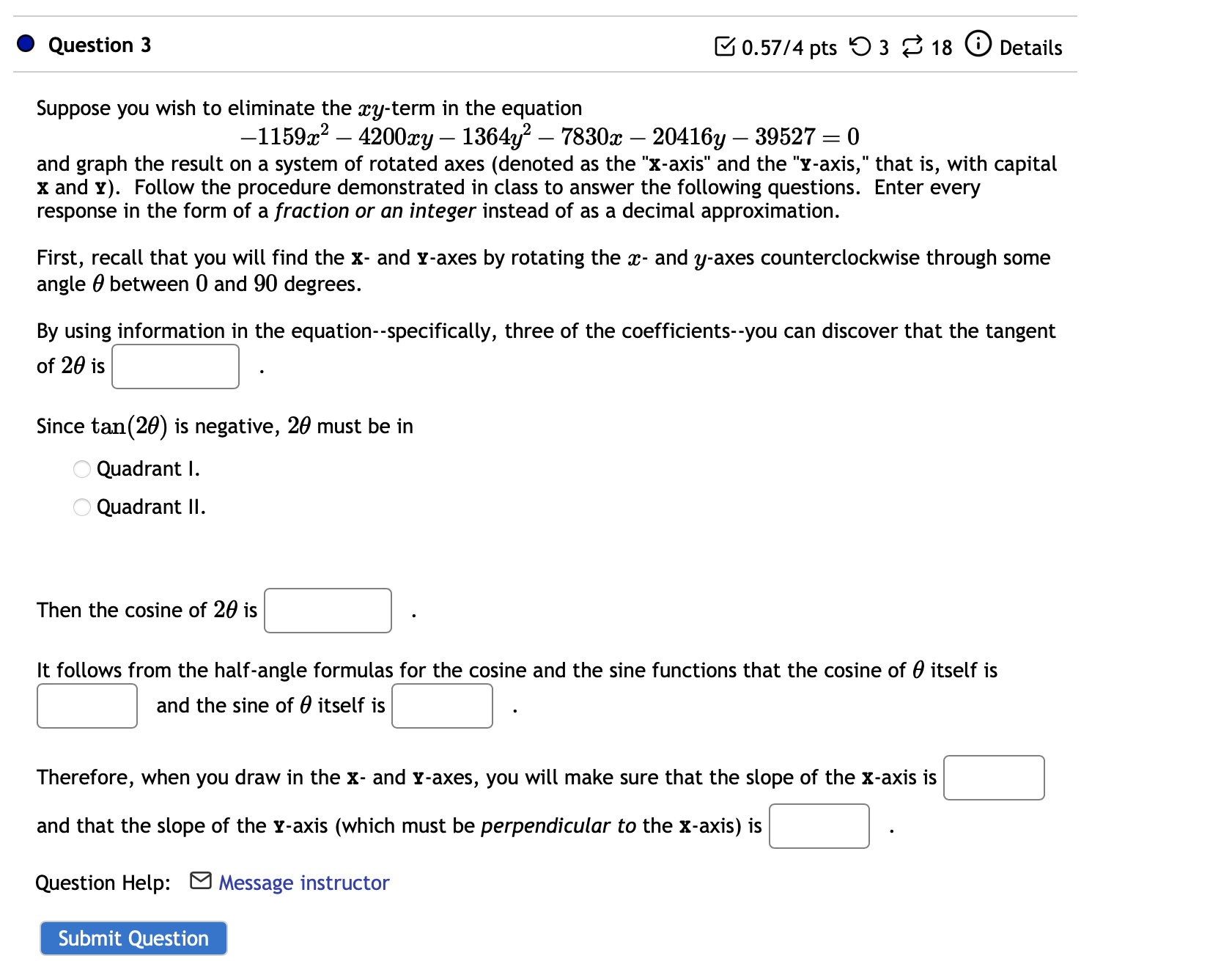 Solved Suppose you wish to eliminate the xy-term in the | Chegg.com