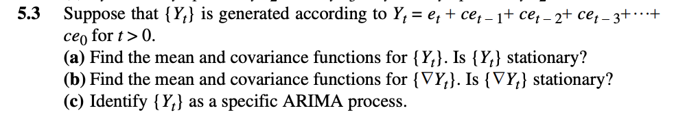 Solved Suppose that {Yt } is generated according to Yt = et | Chegg.com