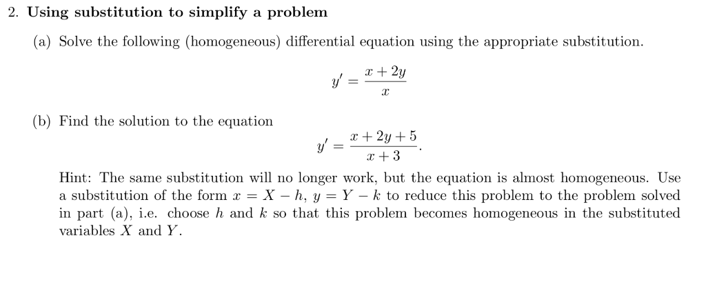 Solved 2. Using substitution to simplify a problem (a) Solve | Chegg.com