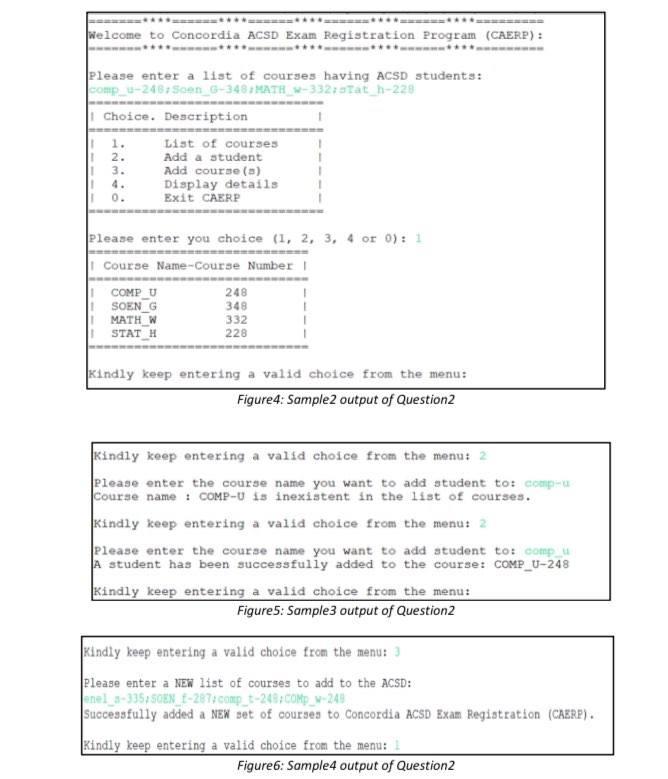 Solved Questions \#2: Simple Exam Registration Program | Chegg.com