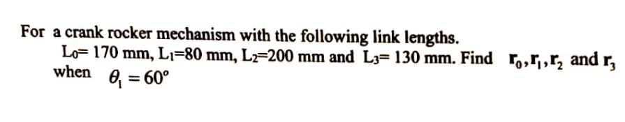 Solved For a crank rocker mechanism with the following link | Chegg.com