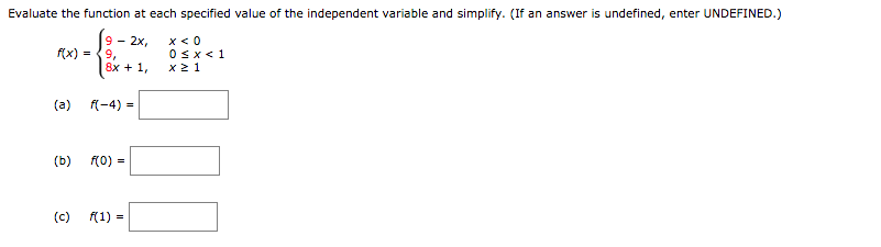 Solved Evaluate the function at each specified value of the | Chegg.com