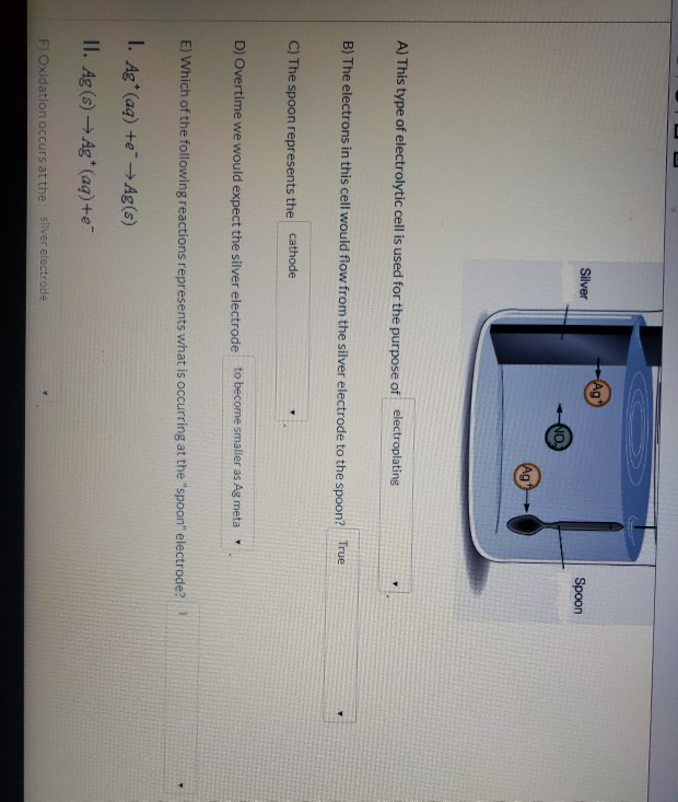 Solved Silver Spoon A) This type of electrolytic cell is | Chegg.com